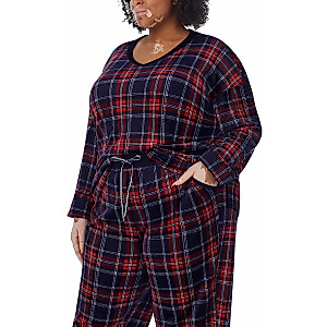 Nautica Womens Pajamas - Cozy Silky Fleece - 2 Piece Long Sleeve Winter Sleepwear Set for Women, Celebrate Plaid, XX-Large