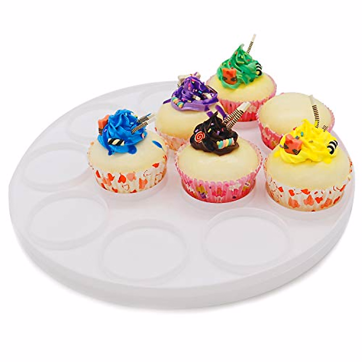Portable Pie Cupcake Carrier with Lid and Tray 3-In-1 Round Cupcake Container Egg Holder Deviled Egg Tray Muffin Tart Cookie Food Keeper 10 Inch
