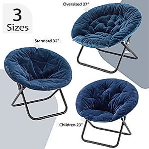 Heritage Kids Faux Fur Kids Saucer Chair, Navy with Gold Base