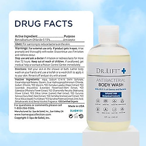 DR. LIFT Antibacterial Body Wash | Kills 99.9% of Germs | Made in America | Antibacterial Soap - Infused with Botanical Extracts | Shower Gel Body Wash for Women & Men | Liquid Bath Soap - 8 Oz