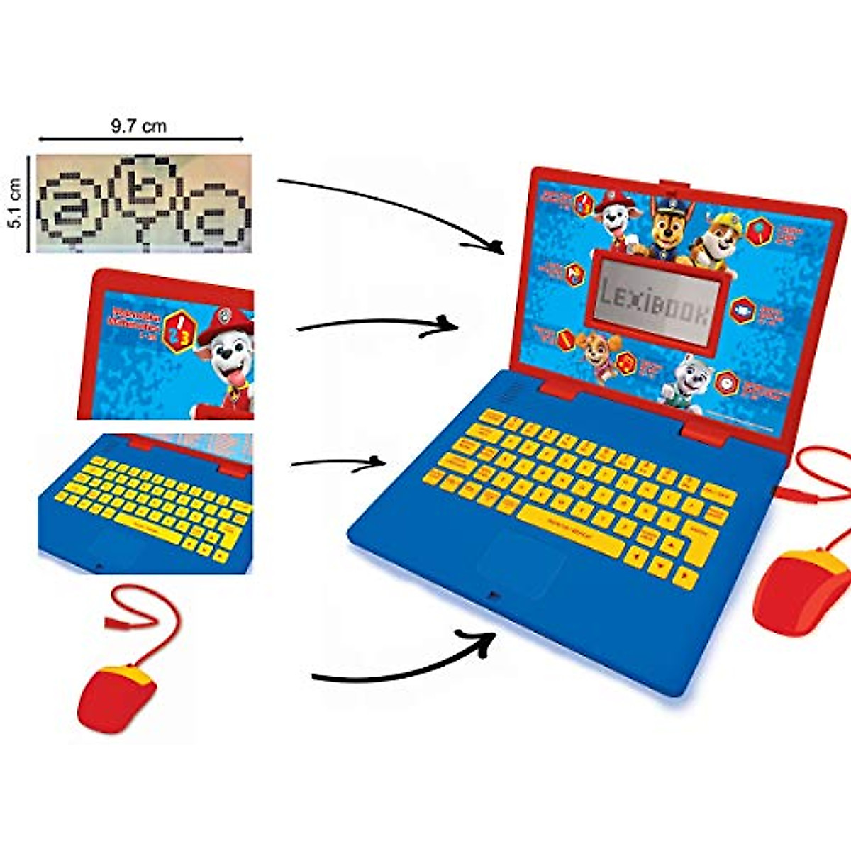 LEXiBOOK JC598PAi4 Paw Patrol-Educational and Bilingual Laptop Portuguese/English-Toy for Child Kid (Boys & Girls) 124 Activities, Learn Play Games and Music with Chase Marshall-Red/Blue