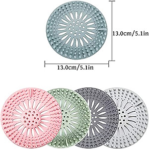 Hair Catcher Rubber Stopper Shower Drain Covers for Bathroom, Bathtub, Handbasin, Tub, Kitchen, Sink, Strainer, Sewer, Plug, Filter, Trap, Home, Drain Protectors, Easy to Install and Clean 5 Pack