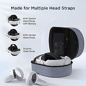 KIWI design Head Strap and Carrying Case Compatible with Quest 2