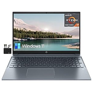 2022 Newest HP Pavilion 15.6" IPS FHD 1080P Laptop, 8-Core AMD Ryzen 7-5700U (Up to 4.3GHz, Beat i7-1180G7), 16GB RAM, 1TB NVMe SSD, Webcam, WiFi 6, 9+ Hours Battery, Audio B&O, Win11+Cables