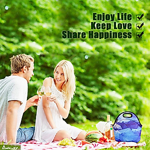 Ambielly Neoprene Lunch Bag/Lunch Box/Lunch Tote/Picnic Bags Insulated Cooler Travel Organizer (Blue Diamond)