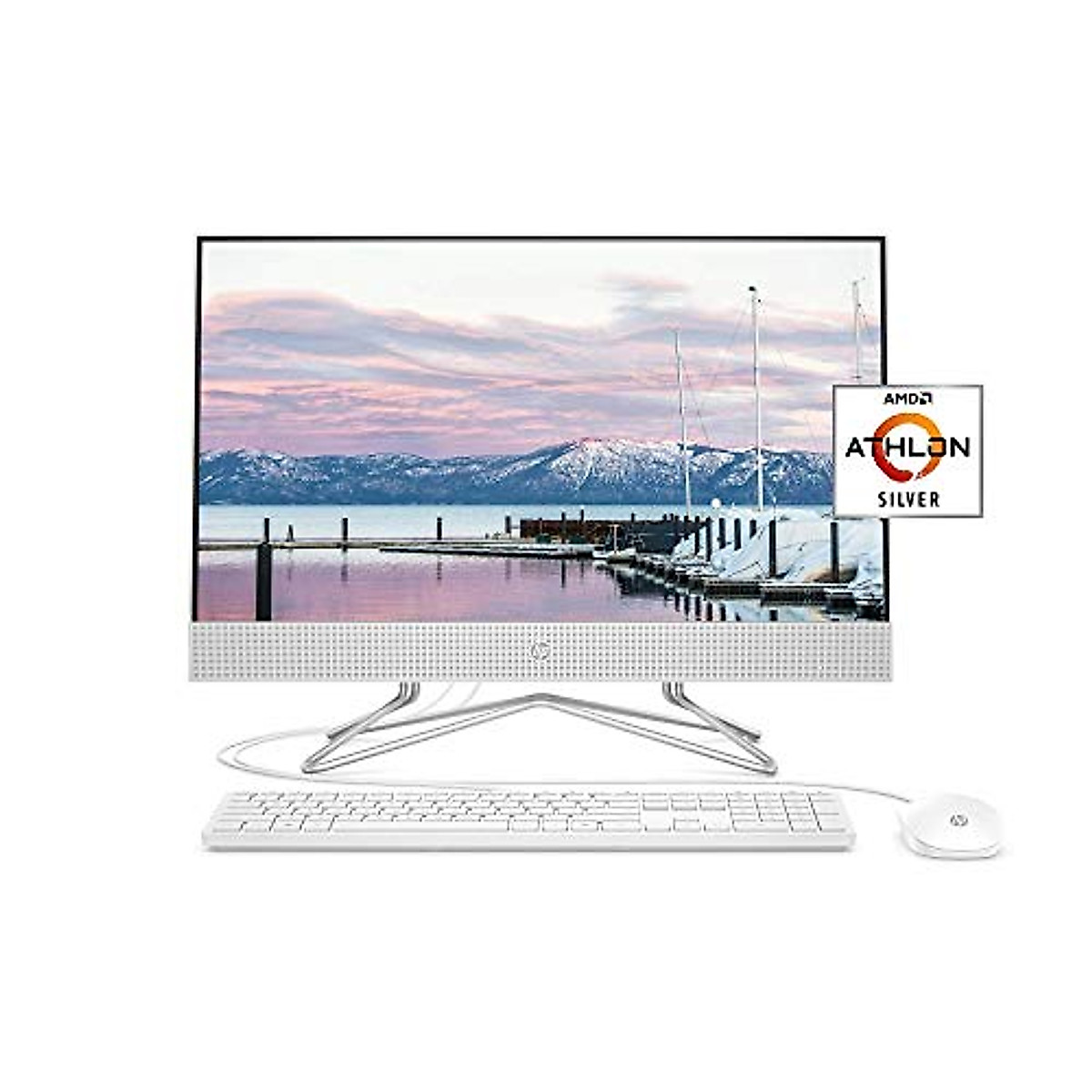 HP 24-inch All-in-One Desktop Computer, AMD Athlon Silver 3050U Processor, 8 GB RAM, 256 GB SSD, Windows 10 Home (24-dd0010, White) (Renewed)