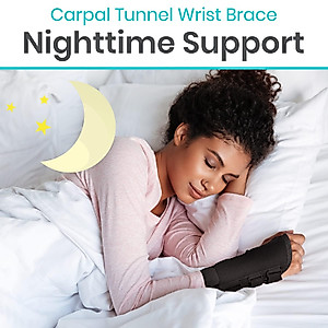 Vive Carpal Tunnel Wrist Brace (Left or Right) - Arm Compression Hand Support Splint - for Men, Women, Kids, Bowling, Tendonitis, Arthritis, Athletic Pain, Sports, Golf - Universal Adjustable Fit