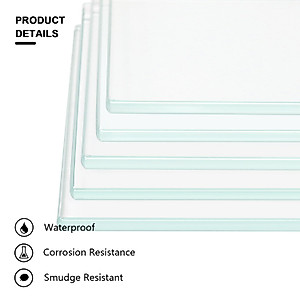 5 pcs 12" x 12" Tempered Rectangle Glass Floating Shelve for Wall-3/16 Thick -Pencil Polished Float（Without Stent ）