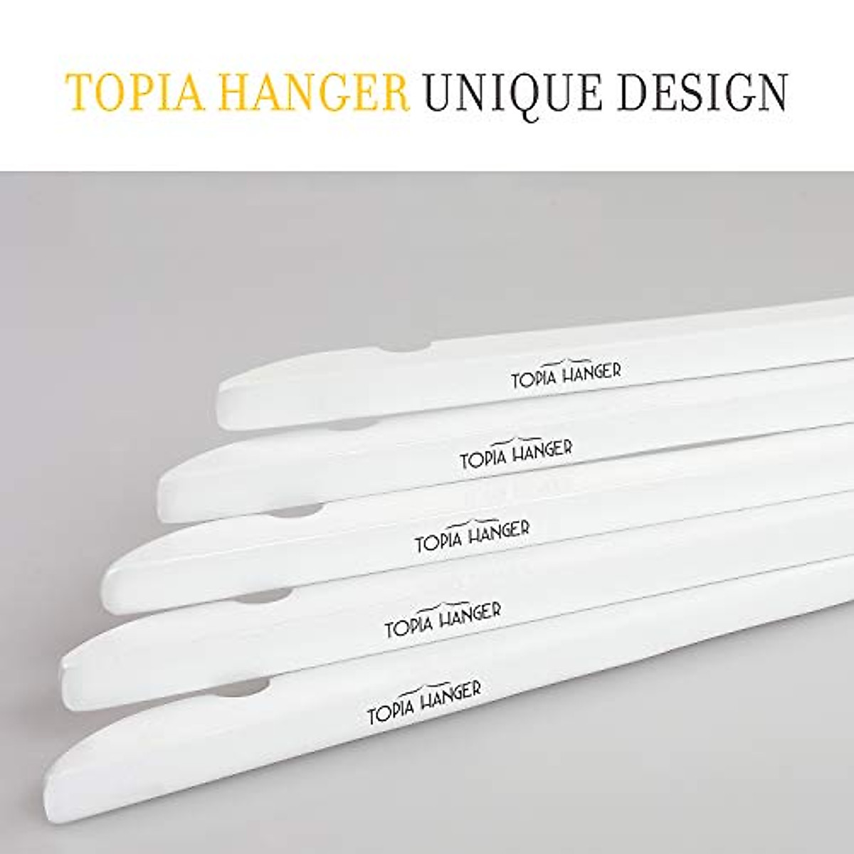 TOPIA HANGER White Wood Bridal Dress Hangers, Premium Wooden Shirt Hangers 10 Pack, 360° White Hook- Smooth Finish- Extra Smoothly Cut Notches (White *10)-CT06W