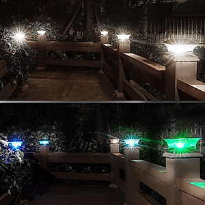 HUYIENO Solar Post Cap Lights Outdoor LED Lighting Deck Fence Two Modes Warm White/7 RGB Color Changing Suitable for 4x4 5x5 Wooden Brushed Copper 6pk.