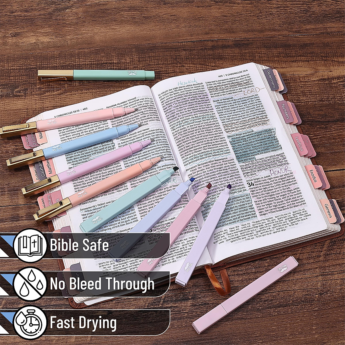 Mr. Pen- Aesthetic Highlighters and Pens No Bleed, 12 Pack, Morandi Color Bible Highlighters for Bibles, Bible Pens