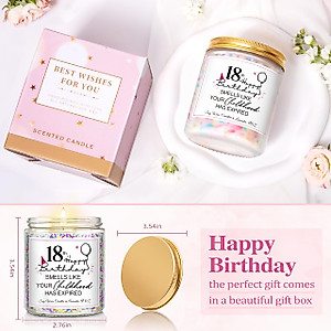 18th Birthday Gifts for Her, Happy18th Birthday Candle with Sprinkles, Unique Birthday Gifts for Girls Women Sister Best Friends Daughter Bestie Turning 18 Birthday Present