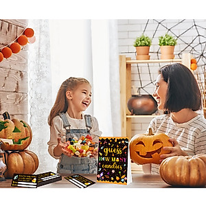 BIZIBAFF Halloween Guess How Many Candies Game Halloween Candy Party Game for Adults Women 50 Candies Guessing Game Cards Halloween Baby Shower Party Game Decoration Halloween Party Favors Supplies