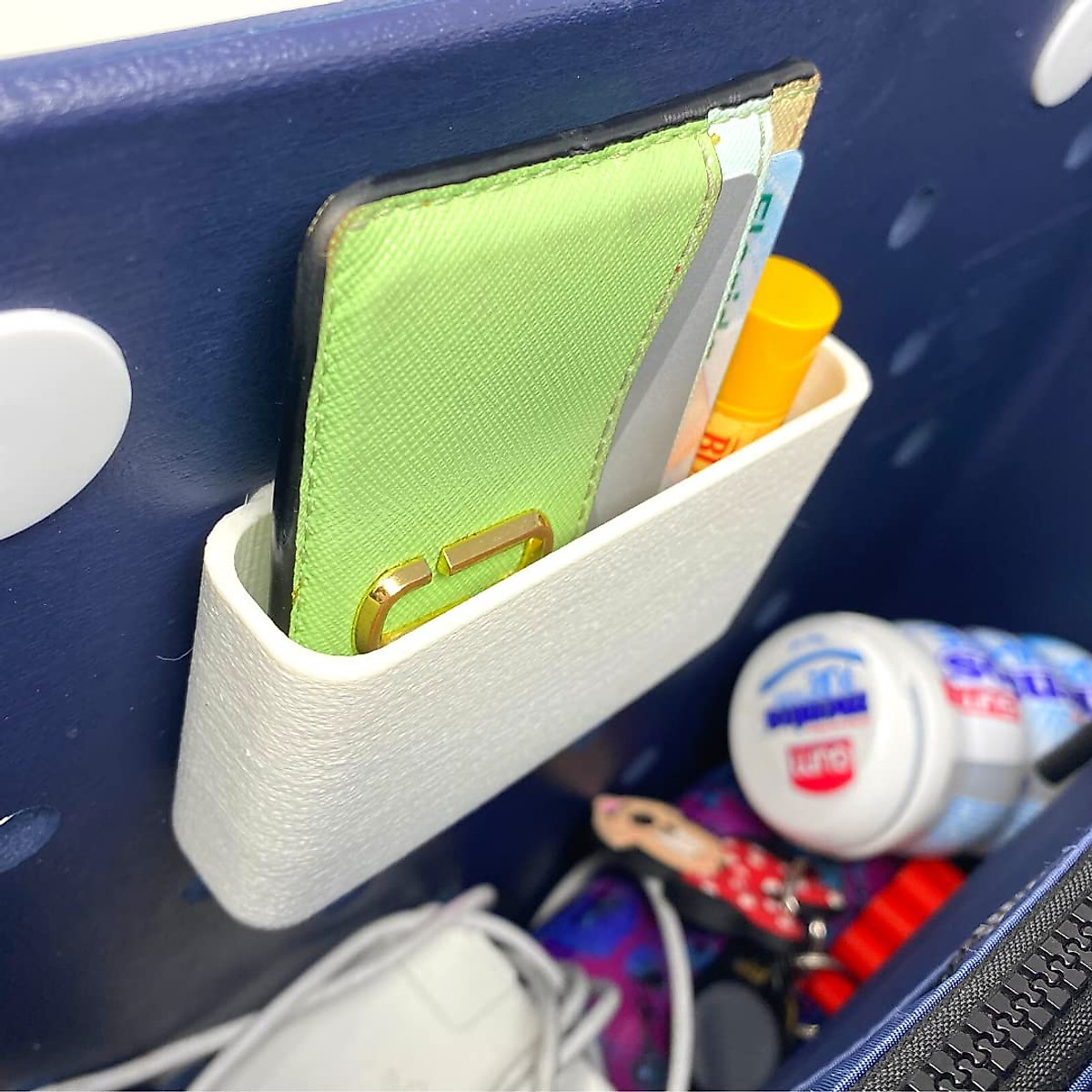 FRESHe BAGLETS - Wallet Holder Organizer Charm Accessory Compatible with Bogg Bags - Keep Wallet Handy with your Tote Bag - Fits Inside of the Bag - Multiple Color Options! (White)