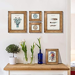 IKEREE 8x10 Picture Frames with Bark Edges, Rustic Wood Photo Frame for Tabletop or Wall Display, Natural Brown.