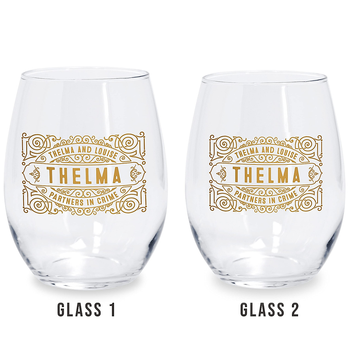 Bad Bananas Thelma and Louise - Gift for Best Friends - Set of Two 21 Oz Stemless Wine Glasses - Friendship Bestie BFF Birthday Gifts for Best Friends Women