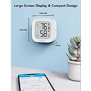 Govee WiFi Thermometer Hygrometer H5103, Indoor Bluetooth Temperature Humidity Sensor with Electronic Ink Display, App Notification Alert, Free Data Storage Export, Digital Remote Monitor for Bedroom
