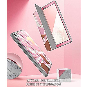 Popshine Marble Series Designed for Samsung Galaxy Tab A 10.1 2019 Case, Model SM-T510/T515, Full Body Premium 360 Degree Protective Folio Cover with Built-in Screen Protector, Liquid Marble Pink