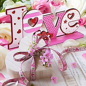 3 Valentine's Table Decoration Signs Be Mine Sign Love Happy Valentine Table Centerpiece Flamingo Wooden Party Decorations for Holiday Valentine's Dinner Party Coffee