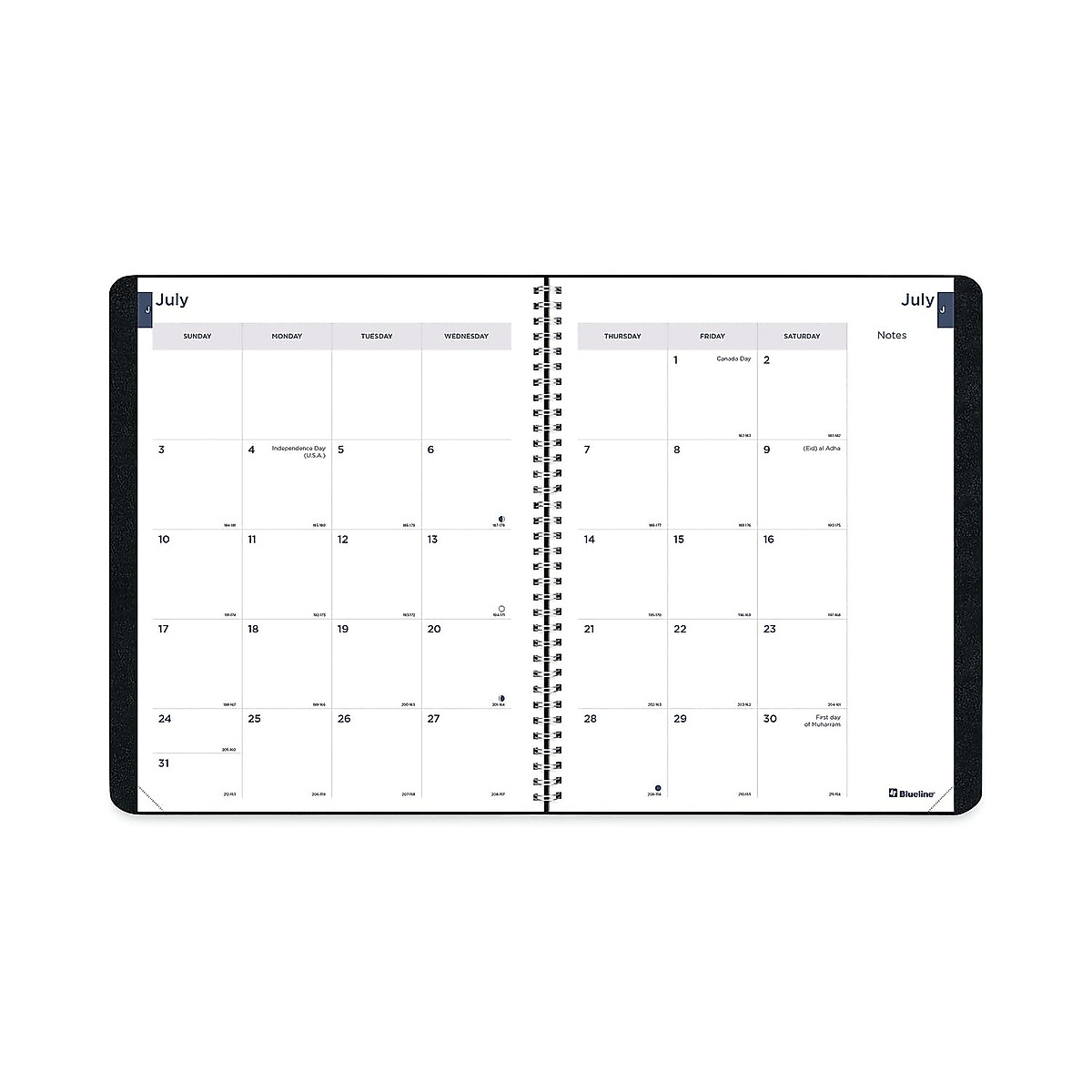 Blueline Essential Academic Monthly Planner, 14 Months, July 2023 to August 2024, Twin-Wire Binding, Soft Vicuana Cover, 11" x 8.5", Black (CA701.BLK-24)