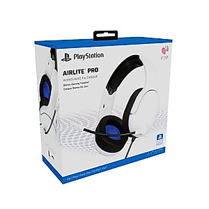 PDP AIRLITE Pro Wired Headset, Licensed Sony PlayStation 5, PlayStation 4, PS5/PS4/PS3/PC, Lightweight Durable Headphones, 3.5mm audio jack, Noise-canceling Flip-to-Mute Boom Mic, Frost White