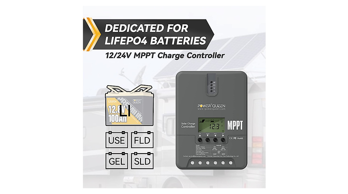 Power Queen 30A MPPT Solar Charge Controller for RVs
