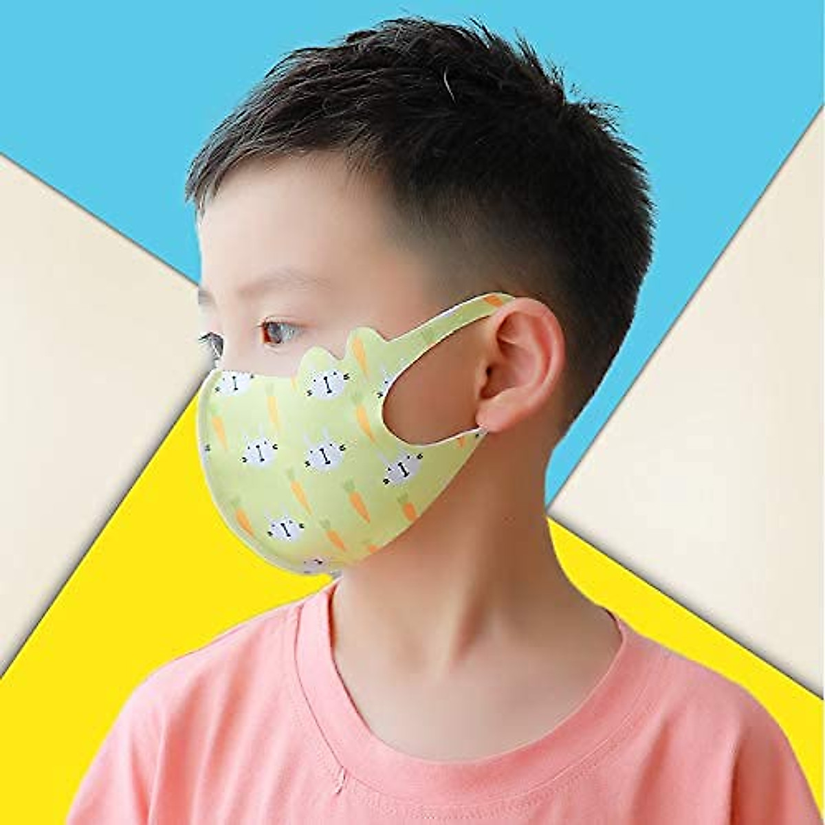 Kids Children Animals Cartoon Face Mask, Washable Face Shield Cover, Anti-Dust, Reusable 5Pcs