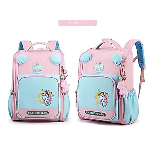 Kawaii backpack with kawaii key ring pandet,Laptop for teens cute korean kawaii backpack for school (Pink)