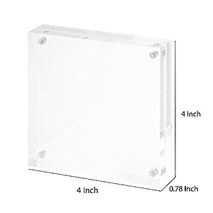 Fixwal Acrylic Picture Frame, 4x4, Set of 3, Magnetic Photo Frame, Wedding Table Numbers, 10mm Clear Glass Frame, Frameless Photo Frame