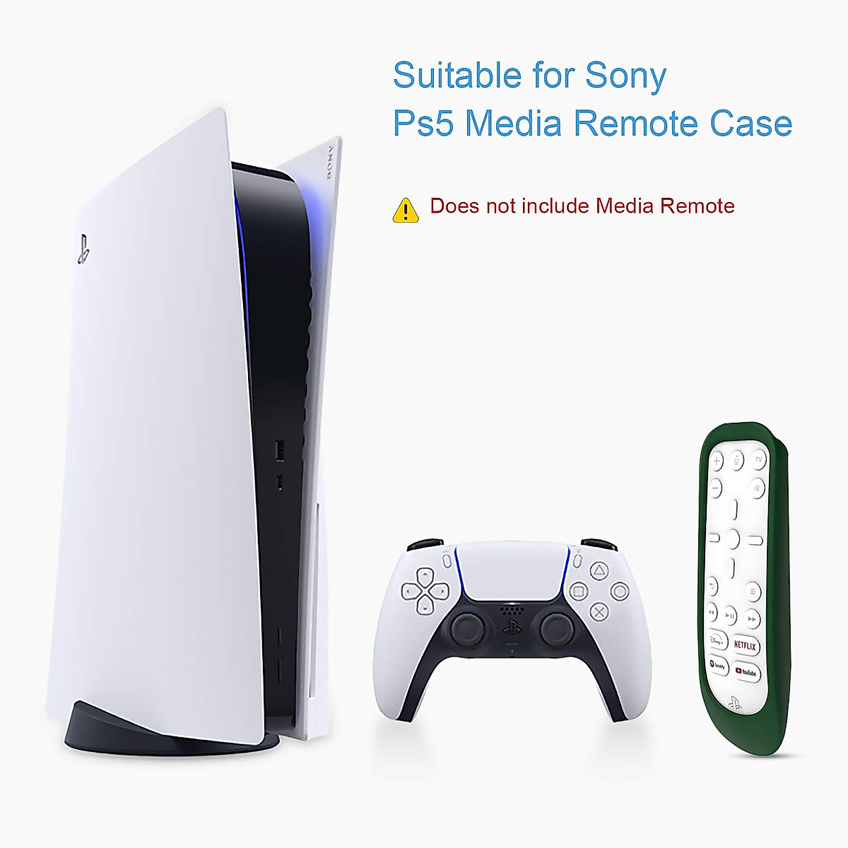 AKNES Silicone Cover for Playstation 5 Media Remote, Protective Skin Sleeve Case for PS5 Remote Control, with Hand Strap, Shockproof, Anti-Slip, Skin-Friendly,Bumper Back Cover - Green