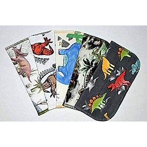 2 Ply Printed Flannel 8x8 Inches Set of 5 Dinosaurs