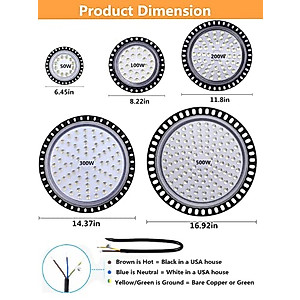 100W UFO LED High Bay Light lamp Factory Warehouse Industrial Lighting 10000 Lumen 6000k IP65 Warehouse LED Lights- High Bay LED Lights- Commercial Bay Lighting for Garage Factory Workshop Gym