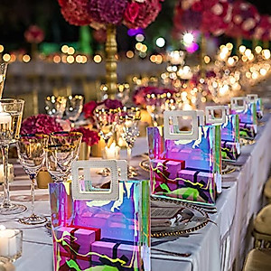 Zwish 6pcs Holographic Reusable Gift Bags Medium Size Clear Bags for Women 8.5x8.1x4.1 Inchs Clear Gift Bags for Party, Wedding, Birthday, Christmas, Festival, Travel, Shopping Gift bags with Handles