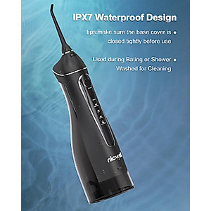 Nicwell Water Dental Flosser Pick for Teeth: 4 Modes 300ml Cordless Portable Rechargeable Oral Irrigator IPX7 Waterproof Cleaner Pik Deep Cleaning Flossing Pic Machine for Home Travel