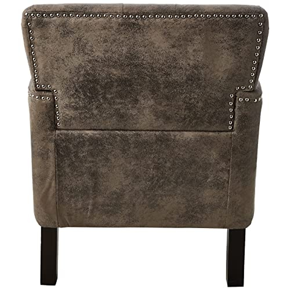 GDFStudio Medford Brown Tufted Club Chair, Fabric Accent Chair with Studded Nailhead Accents