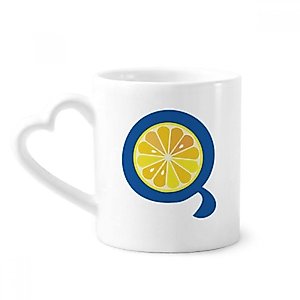 Q Alphabet Orange Fruit Cute Pattern Mug Coffee Ceramic Drinkware Glass Heart Cup