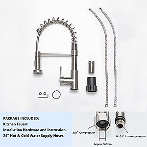 SHACO Commercial Brushed Nickel Kitchen Faucet with Pull Down Sprayer, Modern Stainless Steel Single Handle Spring Kitchen Faucets for Farmhouse Outdoor RV Camper Laundry Prep Wet Bar Sink 1 Hole