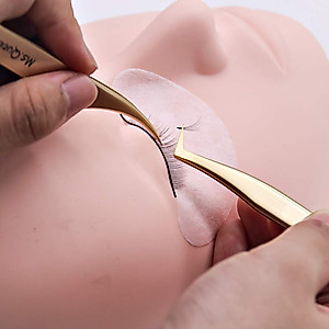 Ms.Queen Eyelash Extension Tweezers Set-Precision Tweezers for 2D-6D Volume&Individual False Lashes Extensions with PU Storage Case-Golden (Volume Tweezers/M003-2)