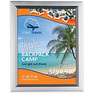 Displays2go 11 x 17 Inch Picture Frames for Wall Mount, Slide-in Design for Quick Poster Changes- Silver Aluminum Framing