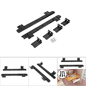 2Pcs 22 Inch Keyboard Slide Drawer Slide Thickened Cold Rolled Steel Computer Drawer Tray Accessories Computer Desk Keyboard Slide Rail Bracket(Black)
