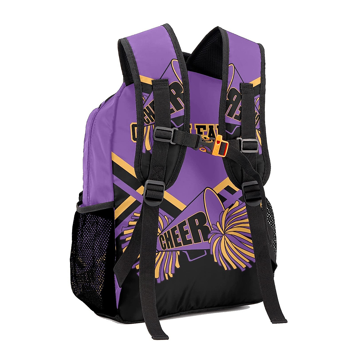 BigBigift Customized Cheerleader Purple Waterproof Backpack with Name for Hiking Camping Picnic 12.2(L)x5.9(W)x16.5(H)inch