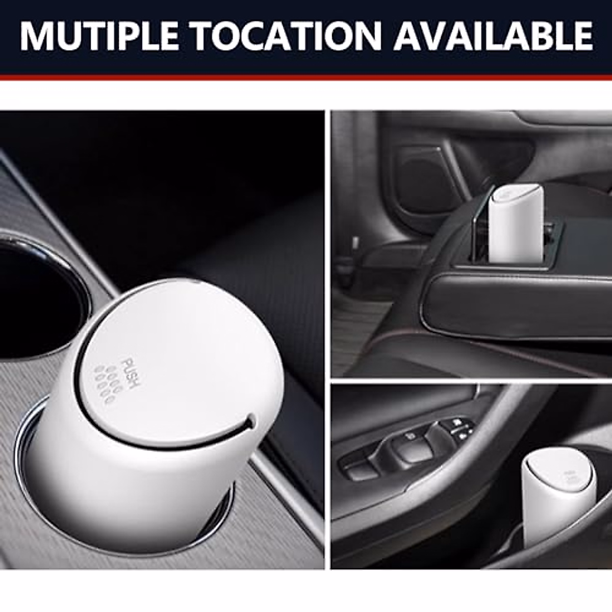 UGSHY 1 PC Car Trash Can with Lid, 2.5" x 6.2" Silicone Portable Small Trash Can, Cup Type Embedded Integrated Waterproof Trash Can for Most Cars SUVs and Trucks (White)