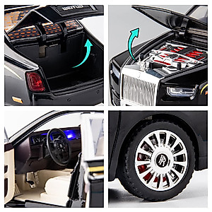 WAKAKAC 1/20 Phantom Model Car Alloy Diecast Collectible Pull Back Toy Car Classic Double Door Model Vehicle Logo Can Be Folded(Black)