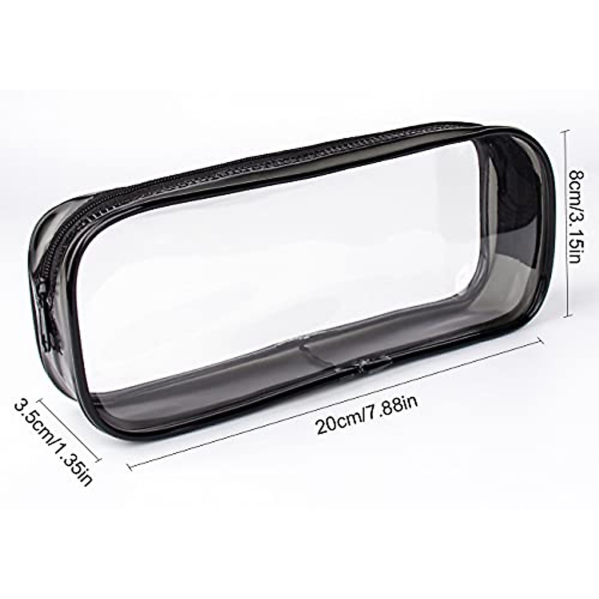 Rolybag Clear PVC Zipper Pen Pencil Bag,Portable Travel Toiletry Bag Waterproof Makeup Cosmetic Bag for Travel Home Office Makeup Brushes Storage (Black &White)