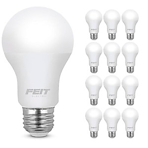 Feit Electric A19 LED Light Bulb, 75W Equivalent, E26 Medium Base, 1100 Lumens, 5000K Daylight White, General Purpose Light Bulbs, 11,000-Hour Lifetime, A1100/850/10KLED/2/6, 12 Pack
