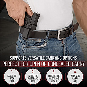 VICI Tactical Men's Steel Core Leather Gun Belt for Concealed Carry 36, Black