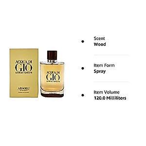 GIORGIO ARMANI Acqua Di Gio Absolu for Men Eau De Parfum Spray, Woody Aromatic, 4.2 Oz