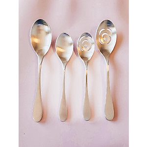 Knork Original Forged, Matte XL Serving Spoon, Extra Large 2 Piece Set, Silver