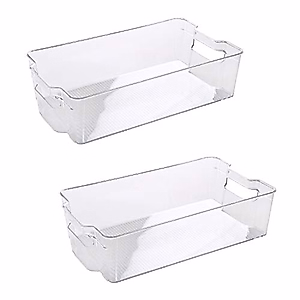 Kitchen Details 2 Pack X-Large Refrigerator Shelf, Stackable Kitchen Storage, for Countertops, Cabinets, Handles, in Clear Fridge Organizer, 14.6" x 8.3" x 3.9"