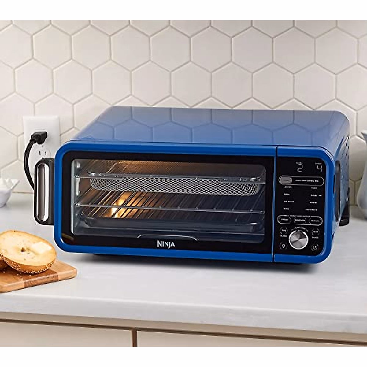 Ninja SP251Q Digital Air Fry Pro Countertop 10-in-1 Smart Oven w/Temperature Probe, Extended Height, XL Capacity, Flip Up Storage, w/Air Fry Basket, Wire Rack & Crumb Tray (Renewed) (Navy)